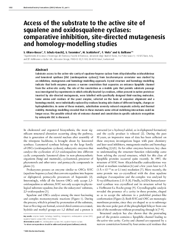 (PDF) Access of the substrate to the active site of squalene and ...