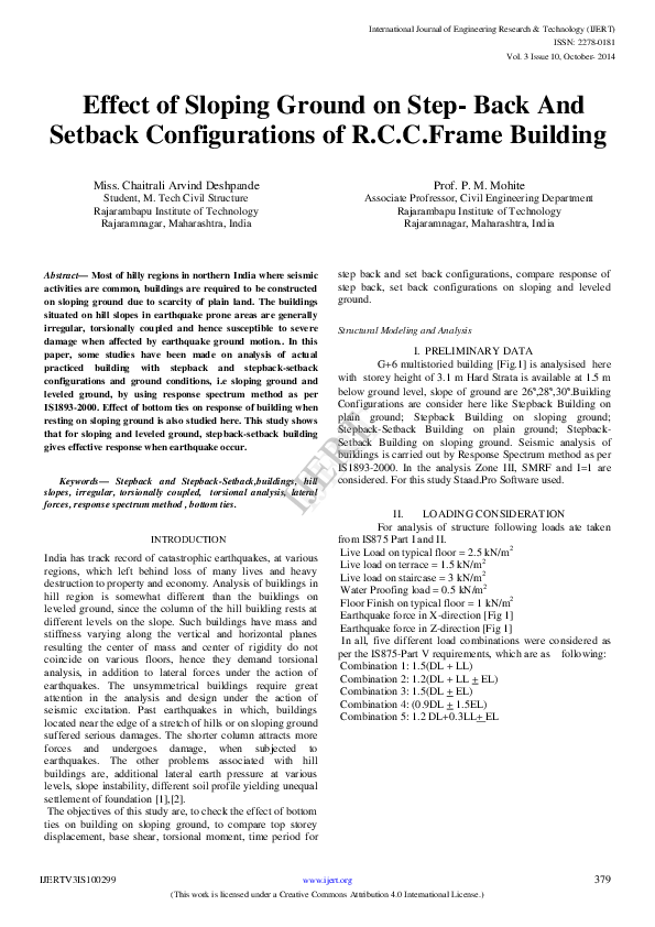 (PDF) Effect of Sloping Ground on Step- Back and Setback Configurations ...