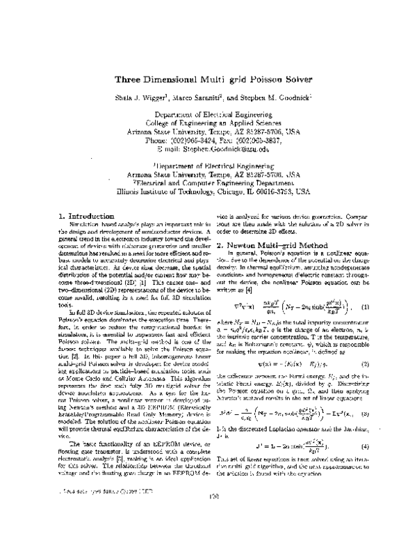 Pdf Three Dimensional Multi Grid Poisson Solver