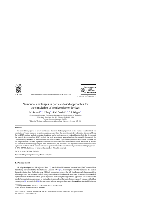Pdf Numerical Challenges In Particle Based Approaches For The Simulation Of Semiconductor Devices
