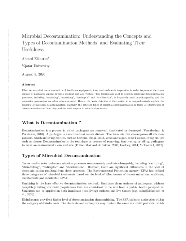(PDF) Microbial Decontamination: Understanding the Concepts and Types ...