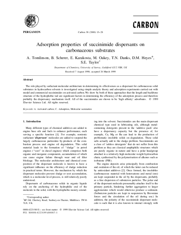 (PDF) Adsorption properties of succinimide dispersants on carbonaceous ...