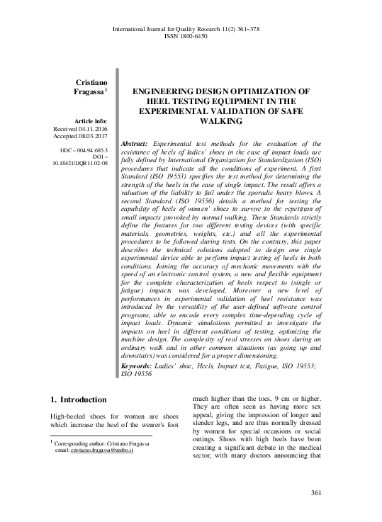 (PDF) Engineering Design Optimization of Heel Testing Equipment in the ...