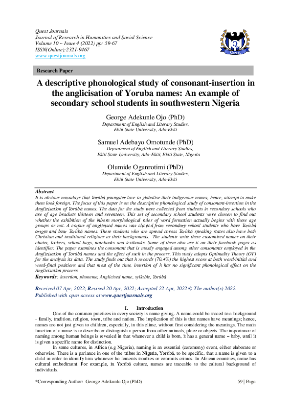 (PDF) A descriptive phonological study of consonant-insertion in the ...