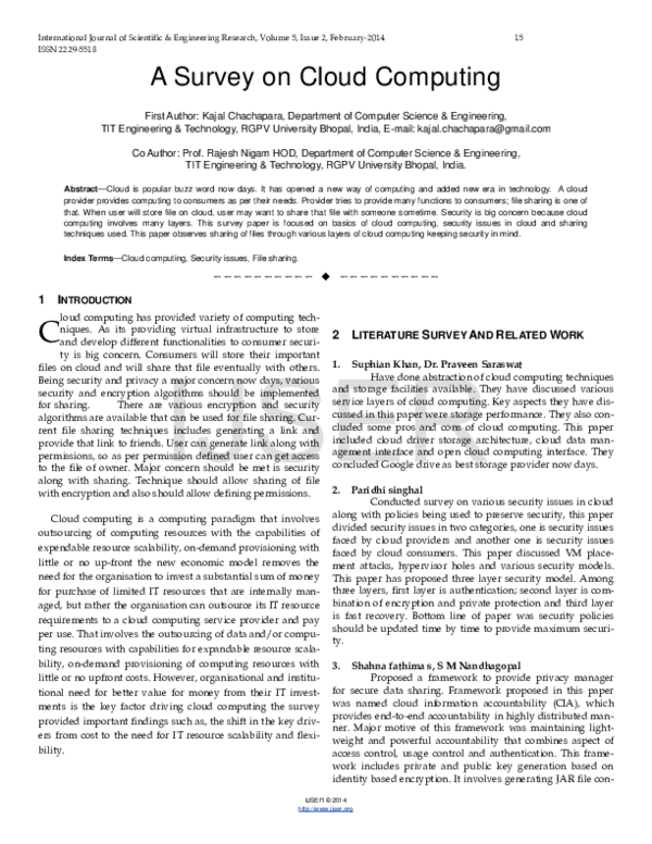 Pdf A Survey On Cloud Computing