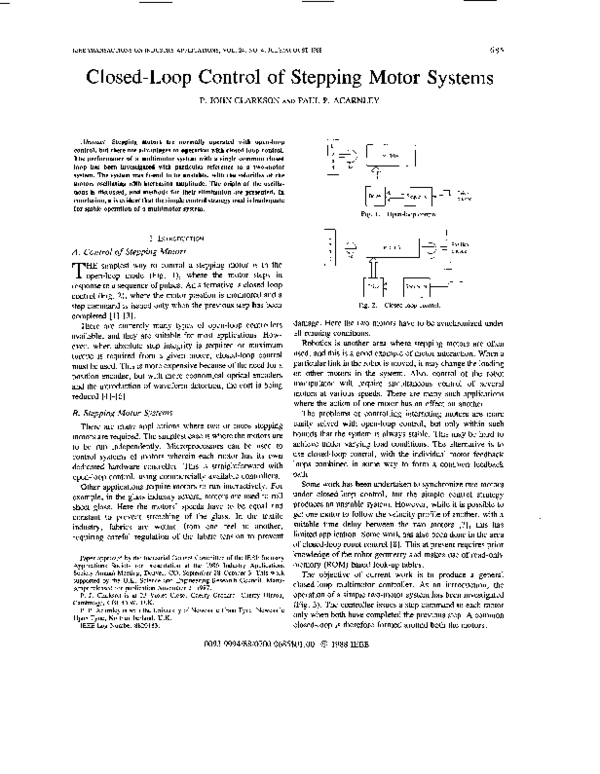 (PDF) Closed-loop control of stepping motor systems