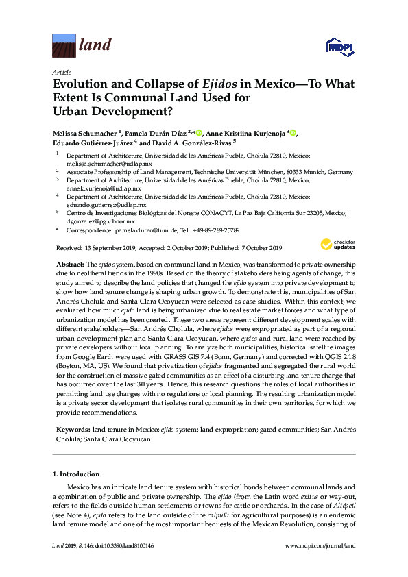 (PDF) Evolution and Collapse of Ejidos in Mexico: How Far is Communal ...