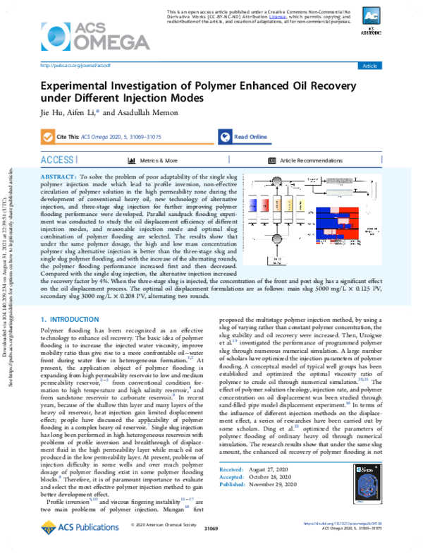 (PDF) Experimental Investigation of Polymer Enhanced Oil Recovery under ...