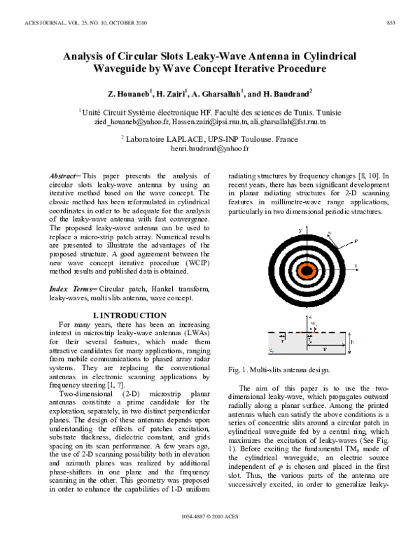 (PDF) Analysis of Circular Slots Leaky-Wave Antenna in Cylindrical Waveguide by Wave Concept ...