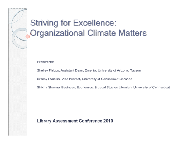 (PDF) Striving for Excellence: Organizational Climate Matters