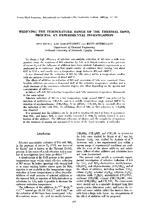 (PDF) Widening the temperature range of the thermal DeNOx process. An ...
