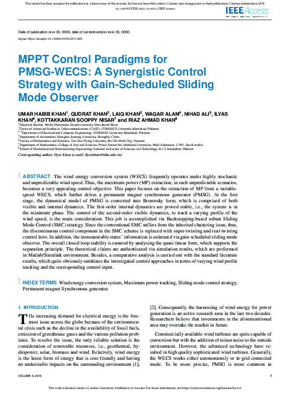 (PDF) MPPT Control Paradigms for PMSG-WECS: A Synergistic Control Strategy with Gain-Scheduled ...