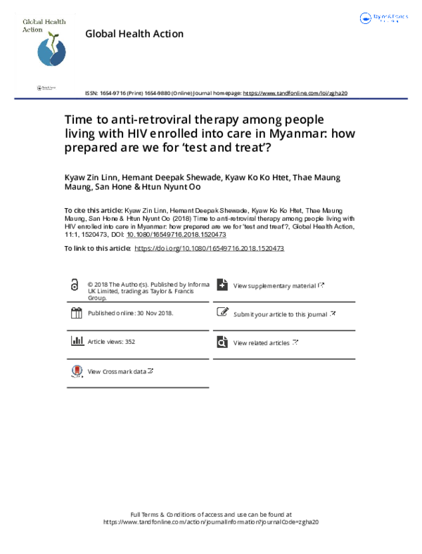 (PDF) Time to anti-retroviral therapy among people living with HIV ...