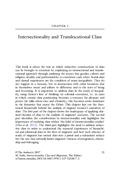 (PDF) Intersectionality and Translocational Class