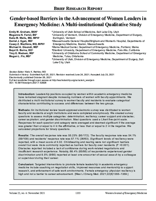 (PDF) Gender-based Barriers in the Advancement of Women Leaders in ...