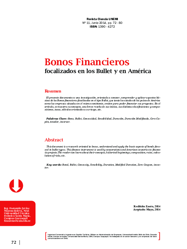 (PDF) Bonos Financieros focalizados en los Bullet y en América