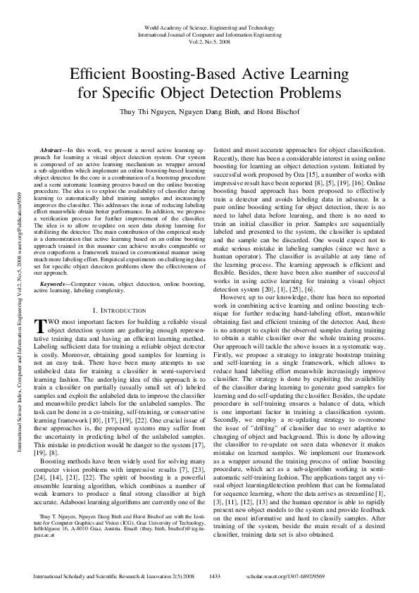Pdf Efficient Boosting Based Active Learning For Specific Object