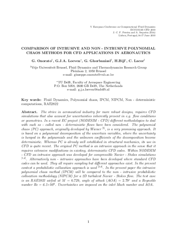 (PDF) Comparison of intrusive and non-intrusive polynomial chaos methods for CFD applications in ...