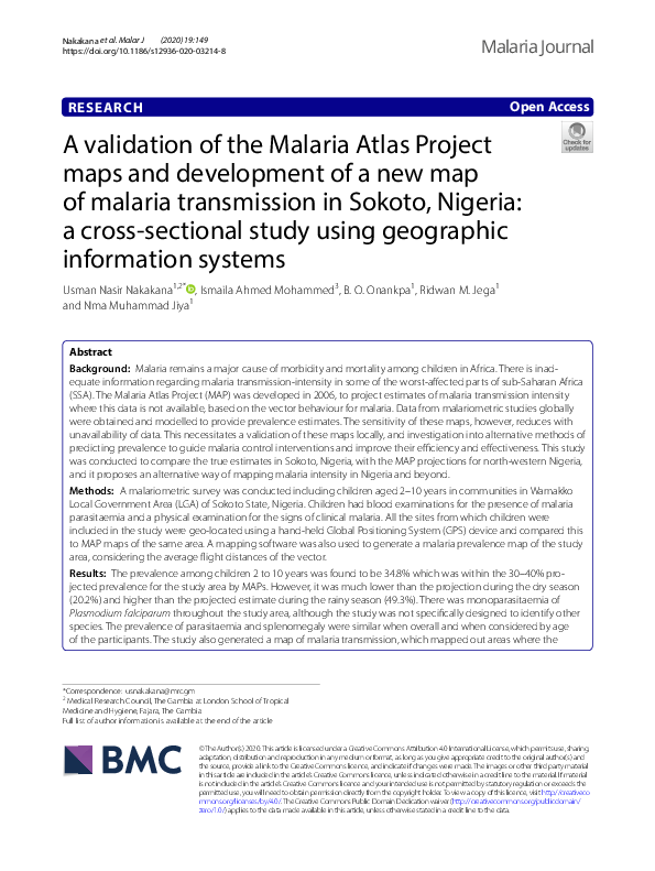 A validation of the Malaria Atlas Project maps and development of a new map of malaria ...