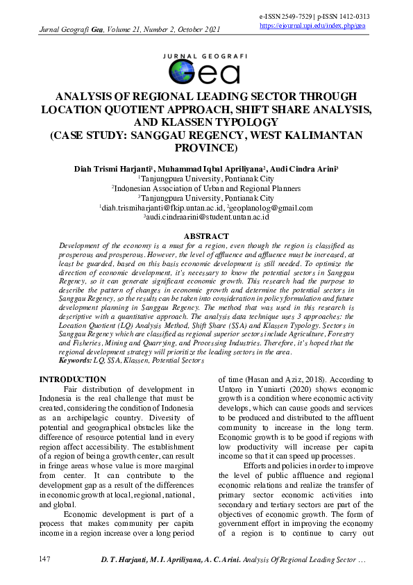 (PDF) Analysis of Regional Leading Sector Through Location Quotient ...