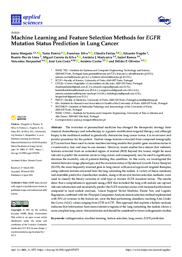 Pdf Predicting Egfr Mutations In Lung Cancer Using Ml