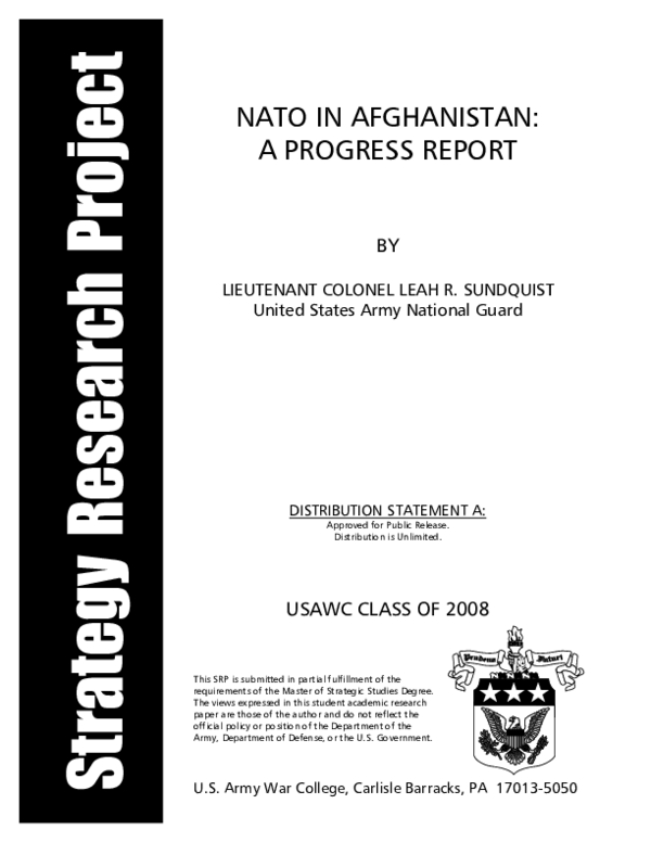 (PDF) NATO in Afghanistan: A Progress Report