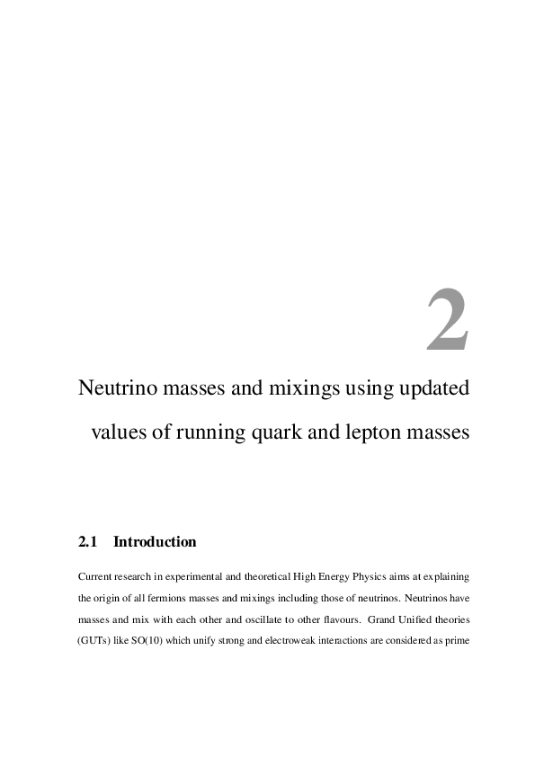 (PDF) Neutrino masses and mixings using updated values of running quark ...