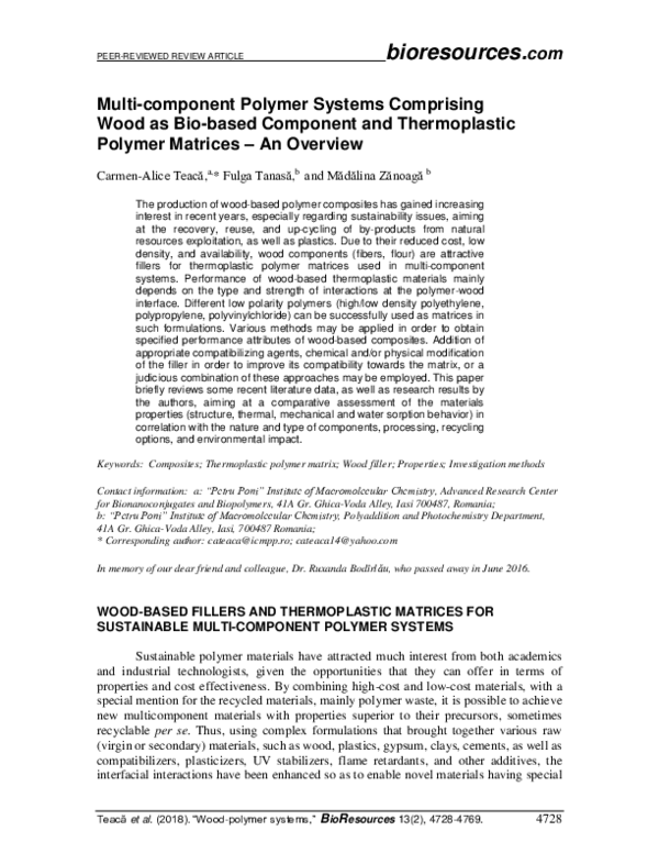(PDF) Multi-component Polymer Systems Comprising Wood as Bio-based ...