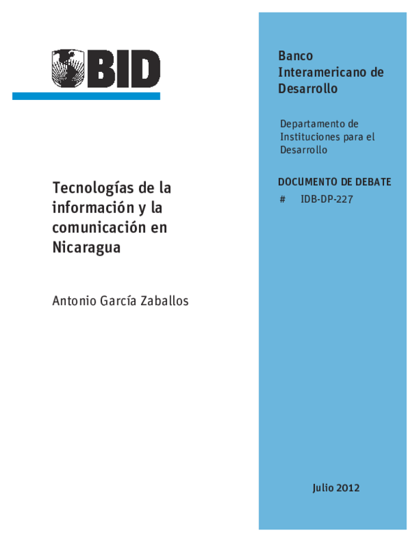 (PDF) Tecnolog as de la informaci n y la comunicaci n en Nicaragua