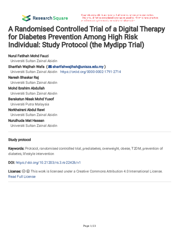 (PDF) A Randomised Controlled Trial of a Digital Therapy for Diabetes ...