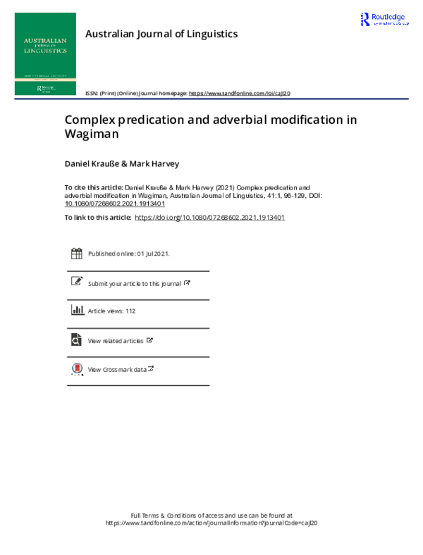 (PDF) Complex predication and adverbial modification in Wagiman