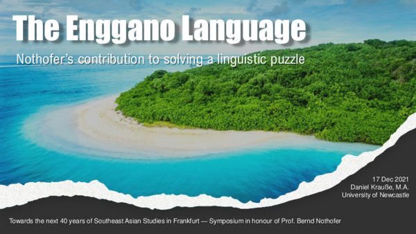 (PDF) The Enggano Language: Nothofer's contribution to solving a ...