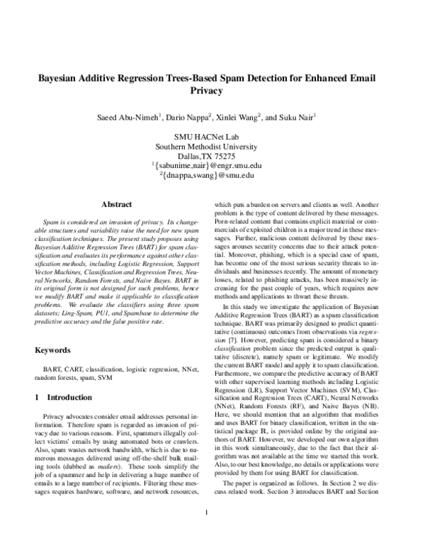 (PDF) Bayesian Additive Regression Trees-Based Spam Detection for ...