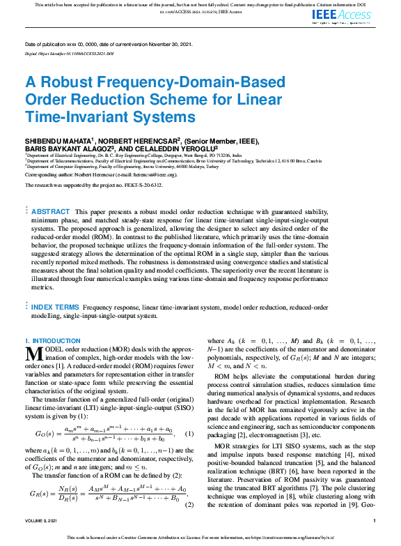 Pdf A Robust Frequency Domain Based Order Reduction Scheme For Linear
