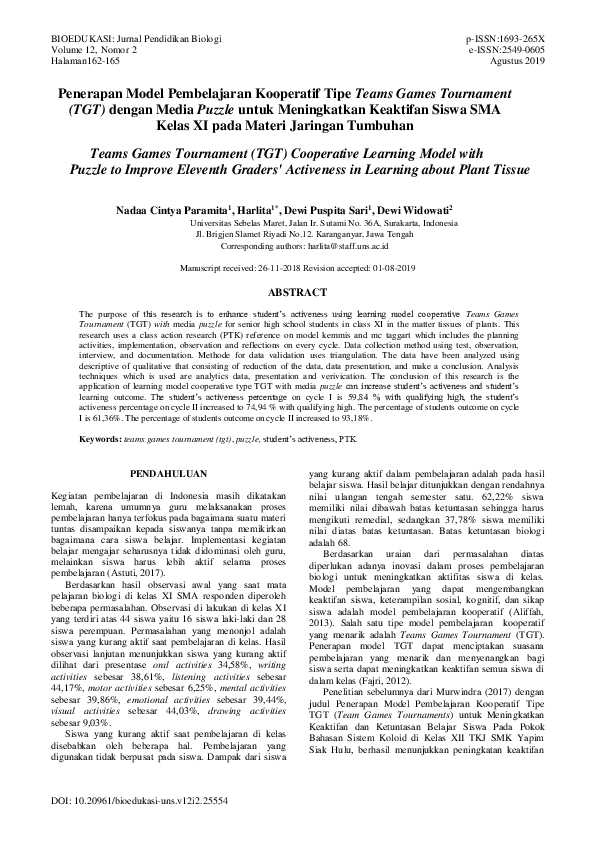 (PDF) Penerapan Model Pembelajaran Kooperatif Tipe Teams Games Tournament (TGT) dengan Media ...