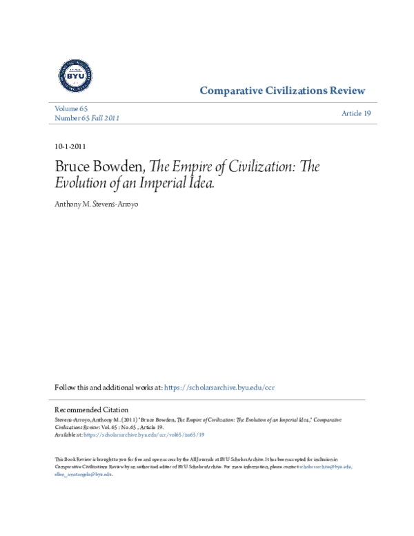 (PDF) The empire of civilization: the evolution of an imperial idea