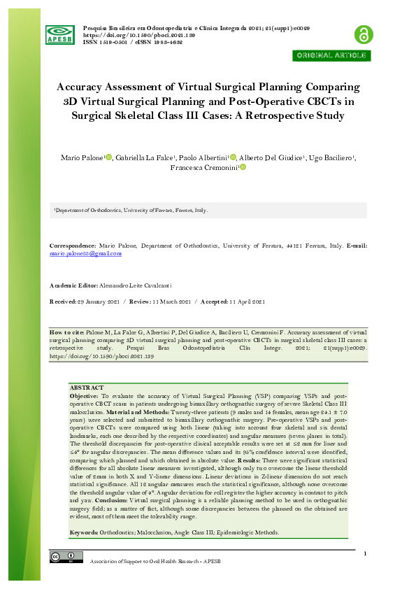 (PDF) Accuracy Assessment of Virtual Surgical Planning Comparing 3D ...