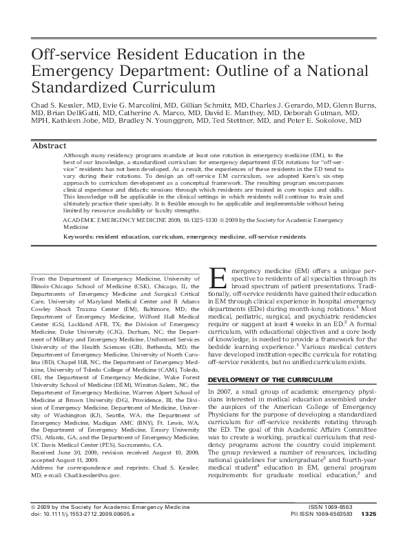 (PDF) Off-service Resident Education in the Emergency Department ...