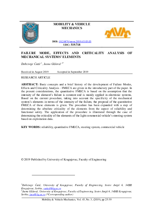 (PDF) Failure Mode Effects and Criticality Analysis (FMECA) of Circular Tool Magazine and ATC