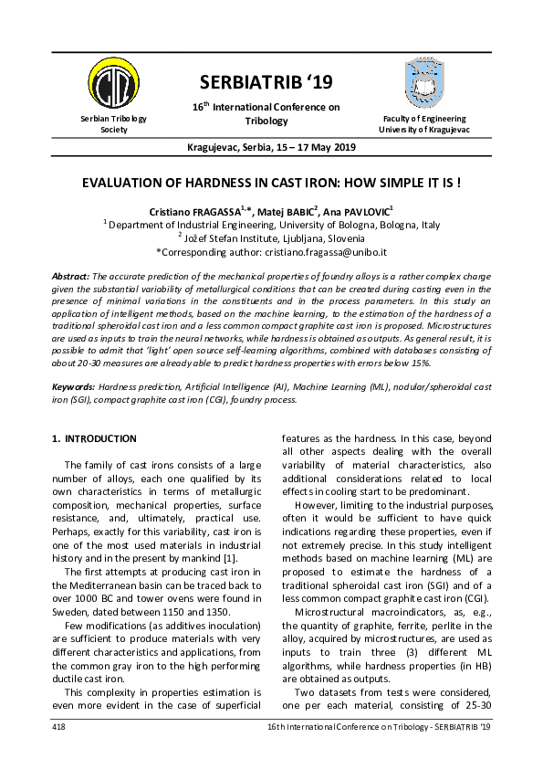 (PDF) Evaluation of Hardness in Cast Iron: How Simple It is