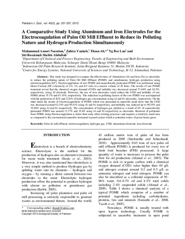 (PDF) Comparative Study Using Aluminum and Iron Electrodes for the ...