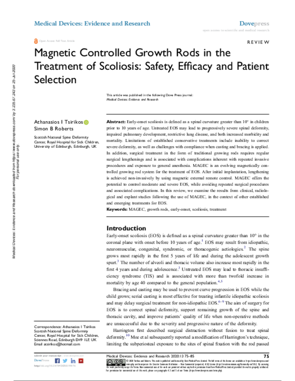 (PDF) Magnetic Controlled Growth Rods in the Treatment of Scoliosis ...