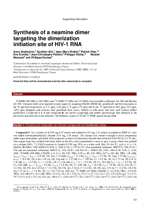 (PDF) Synthesis of a Neamine Dimer Targeting the Dimerization ...