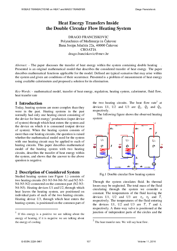 (PDF) Heat Energy Transfers Inside the Double Circular Flow Heating System