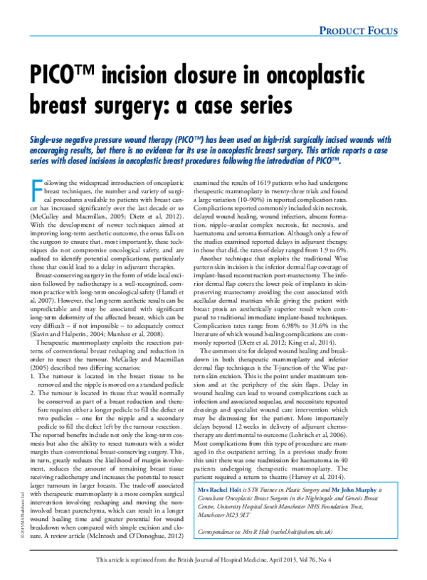 (PDF) PICO™ incision closure in oncoplastic breast surgery: a case series