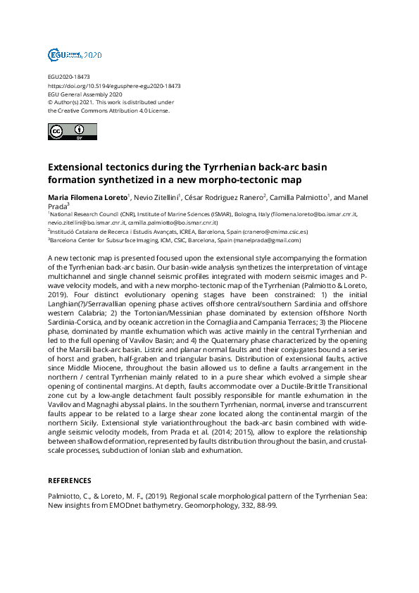 (PDF) Extensional tectonics during the Tyrrhenian back‐arc basin formation and a new morpho ...