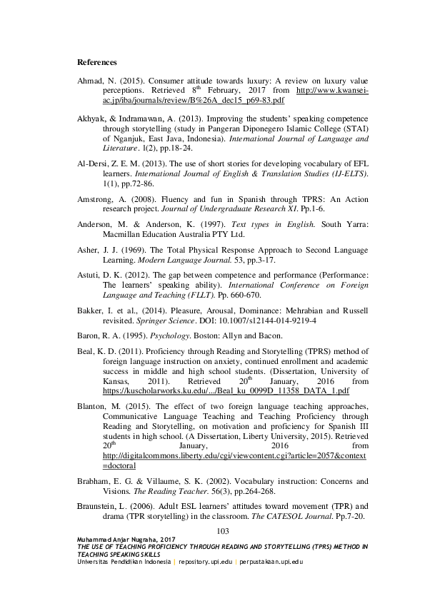 Pdf The Use Of Teaching Proficiency Through Reading And Storytelling