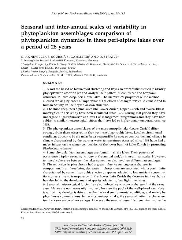 (PDF) Seasonal and inter-annual scales of variability in phytoplankton assemblages: comparison ...
