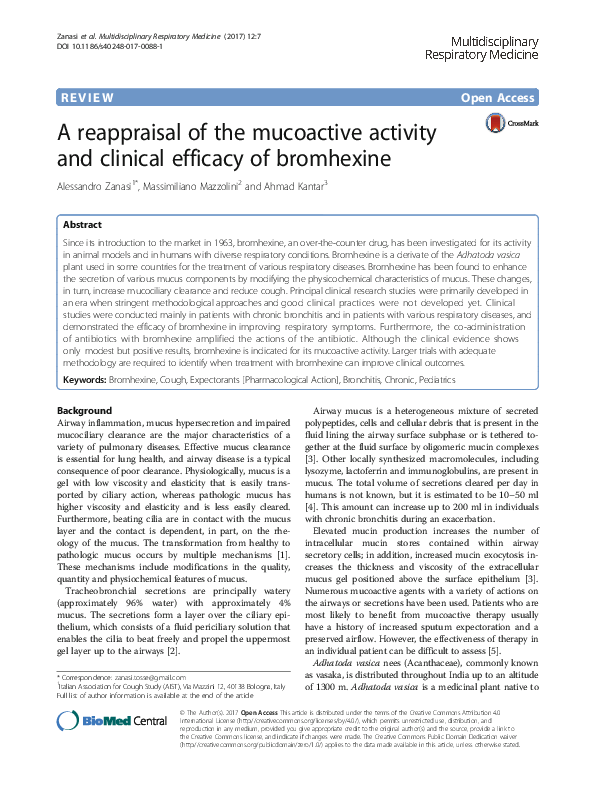 (PDF) A reappraisal of the mucoactive activity and clinical efficacy of ...