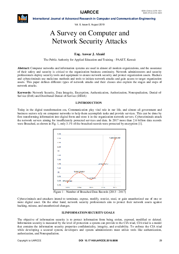 (PDF) A Survey on Computer and Network Security Attacks